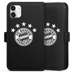 DeinDesign iPhone 11 Handy Klapph&uuml;lle Handyh&uuml;lle aus Kunst Leder schwarz Flip Case Fcb Transparent Fc Bayern M&uuml;nchen Sideflip mit Lasche
