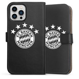 DeinDesign iPhone 13 Pro Max Handy Klapph&uuml;lle Handyh&uuml;lle aus Kunst Leder schwarz Flip Case Fcb Transparent Fc Bayern M&uuml;nchen Sideflip mit langer Lasche