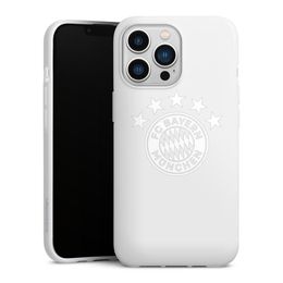 DeinDesign iPhone 13 Pro Handy Silikon H&uuml;lle Case wei&szlig; Handyh&uuml;lle Fcb Transparent Fc Bayern M&uuml;nchen Silikon Case