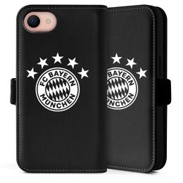 DeinDesign iPhone 16e Handy Klapph&uuml;lle Handyh&uuml;lle aus Kunst Leder schwarz Flip Case Fcb Transparent Fc Bayern M&uuml;nchen Sideflip mit Lasche