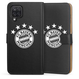 DeinDesign Galaxy A12 Handy Klapph&uuml;lle Handyh&uuml;lle aus Kunst Leder schwarz Flip Case Transparent Fcb Fc Bayern M&uuml;nchen Sideflip mit langer Lasche