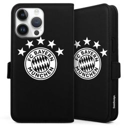 DeinDesign iPhone 14 Pro Max Handy Klapph&uuml;lle Handyh&uuml;lle aus Kunst Leder schwarz Flip Case Fcb Transparent Fc Bayern M&uuml;nchen Sideflip mit Lasche