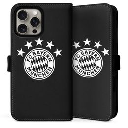 DeinDesign iPhone 16 Pro Handy Klapph&uuml;lle Handyh&uuml;lle aus Kunst Leder schwarz Flip Case Fcb Transparent Fc Bayern M&uuml;nchen Sideflip mit Lasche