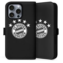 DeinDesign iPhone 16 Pro Max Handy Klapph&uuml;lle Handyh&uuml;lle aus Kunst Leder schwarz Flip Case Fcb Transparent Fc Bayern M&uuml;nchen Sideflip mit Lasche