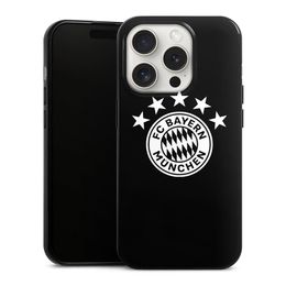 DeinDesign iPhone 15 Pro Handy Slim Case extra d&uuml;nn Silikon Handyh&uuml;lle schwarz H&uuml;lle Fcb Transparent Fc Bayern M&uuml;nchen Silikon Slim Case