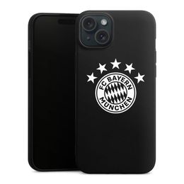 DeinDesign iPhone 15 Plus Handy Premium Silikon H&uuml;lle Handyh&uuml;lle schwarz Case Fcb Transparent Fc Bayern M&uuml;nchen Silikon Premium Case