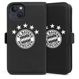 DeinDesign iPhone 13 Handy Klapph&uuml;lle Handyh&uuml;lle aus Kunst Leder schwarz Flip Case Fcb Transparent Fc Bayern M&uuml;nchen Sideflip mit Lasche