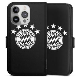 DeinDesign iPhone 14 Pro Handy Klapph&uuml;lle Handyh&uuml;lle aus Kunst Leder schwarz Flip Case Fcb Transparent Fc Bayern M&uuml;nchen Sideflip mit langer Lasche