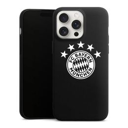 DeinDesign iPhone 15 Pro Max Handy Premium Silikon H&uuml;lle Handyh&uuml;lle schwarz Case Fcb Transparent Fc Bayern M&uuml;nchen Silikon Premium Case