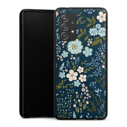 DeinDesign Galaxy A52s 5G Handy Silikon H&uuml;lle Case schwarz Handyh&uuml;lle Blue Muster Flowers