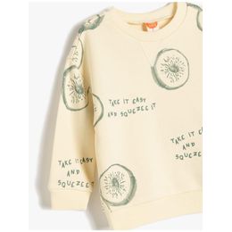 KOTON Sweatshirt in Ekru Gemustert | Gr.: 92/98