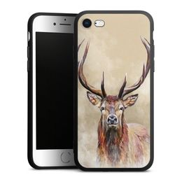 DeinDesign iPhone SE (2020) Handy Premium Silikon H&uuml;lle Handyh&uuml;lle schwarz Case Deer Reindeer Animal Look Silikon Premium Case