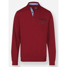 Marco Donati Herren Langarm-Poloshirt in Pikee-Qualit&auml;t, dunkelrot-marine, Gr&ouml;&szlig;e 44/46