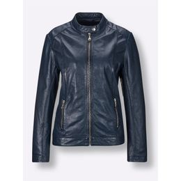 Mainpol Damen Lederjacke in hochwertiger Qualit&auml;t, dunkelblau, Gr&ouml;&szlig;e 36