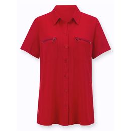 WITT Damen Longbluse mit langen Seitenschlitzen, rot, Gr&ouml;&szlig;e 54