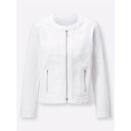 WITT Damen Jeansblazer mit Schulterpolstern, wei&szlig;, Gr&ouml;&szlig;e 46
