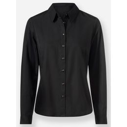 sheego Gro&szlig;e Gr&ouml;&szlig;en Langarm-Bluse im Baumwoll-Polyester-Mix, schwarz, Gr&ouml;&szlig;e 52 - Damen