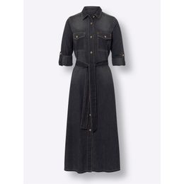 Heine Witt Damen Hemdblusenkleid mit variabler Arml&auml;nge, black-denim, Gr&ouml;&szlig;e 42