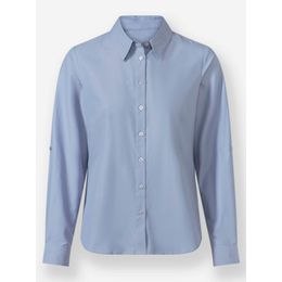 sheego Gro&szlig;e Gr&ouml;&szlig;en Langarm-Bluse im Baumwoll-Polyester-Mix, bleu, Gr&ouml;&szlig;e 48 - Damen