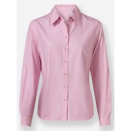 sheego Gro&szlig;e Gr&ouml;&szlig;en Langarm-Bluse im Baumwoll-Polyester-Mix, ros&eacute;, Gr&ouml;&szlig;e 46 - Damen