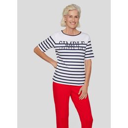 Print-Shirt Rabe "T-Shirt", Damen, Gr. 40, blau (dunkelblau), 100%Baumwolle, geringelt, tailliert, Shirts