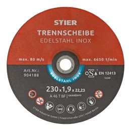 STIER Trennscheibe / Flexscheibe 230 x 1,9 x 22,23 mm gekr&ouml;pft Inox / Edelstahl (904188)