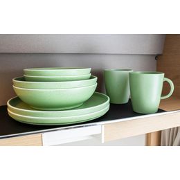 Silwy Brunner Dolomit Magnet-Geschirrset Kunststoff 11-teilig f&uuml;r 2 Personen gr&uuml;n - Kunststoff und Melamin Geschirr-Sets