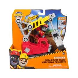 Spin Master Rubble & Crew - Chargers 2-in-1 Mega Kran, Spielfahrzeug mit abnehmbarer Baggerkralle, Presslufthammer und Charger Hundefigur