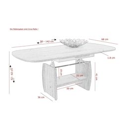 M&ouml;bel Kraft Funktionscouchtisch holzfarben Ma&szlig;e (cm): B: 68 H: 62 &raquo; M&ouml;bel Kraft