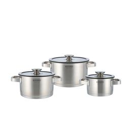 Meisterkoch Topfset 3-teilig TRIBUS silber Edelstahl » Möbel Kraft