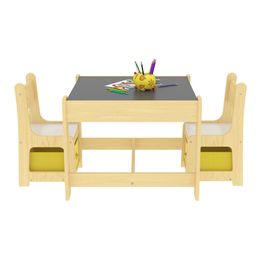 In And OutdoorMatch Kindertisch Chasity - Mit 2 Stühlen - Mehrfarbig - Spanplatte und Stoff - Modernes Design