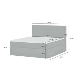 Boxi Boxspringbett 180 x 200 cm Boxi Classic grau Ma&szlig;e (cm): B: 180 H: 125 &raquo; M&ouml;bel Kraft