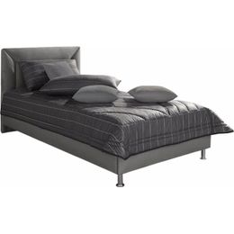 Polsterbett, grau (dunkelgrau), B:130cm L:210cm, Bezug Bett: Microfaser (100% Polyester);Bonnell-Federkernmatratze: Mischgewebe (51% Polyprophlen, 39% Polyester, 10% Baumwolle);Kaltschaummatratze: Frottee (100% Polyester), Bezug abnehm- und waschbar bis 60C, Westfalia Schlafkomfort, Betten, Polsterbett, in diversen Ausf&uuml;hrungen