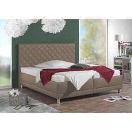 Polsterbett Maintal, grau (taupe), B:168cm L:214cm, Bezug Bettgestell: Kunstleder (100% Polyurethan), Betten, Polsterbett