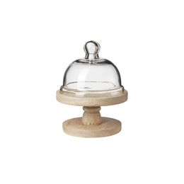 HOME STORY Etagere mit Glasglocke holzfarben Holz,Glas Maße (cm): H: 19 Ø: 15.5 » Höffner
