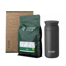 Coffee Circle To Go Set, Travel Tumbler & 250 g Kaffee im Set, schokoladig-nussiger Geschmack, in Geschenkbox, gemahlen oder als ganze Bohne