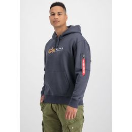 Alpha Industries Kapuzensweatshirt »Alpha Label Hoody« greyblack XL XL Hoodie mit RBF Tape am Arm