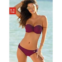Buffalo Bügel-Bandeau-Bikini trendiger Look, mit abnehmbaren Trägern, mit geflochtenen Details bordeaux 38 - Cup D Cup D 38 In trendigem Look
