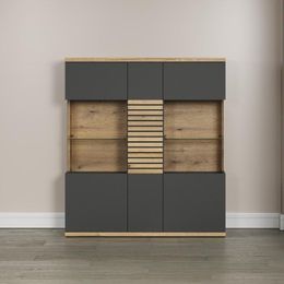 Inosign Highboard »Galway« Breite Wohnzimmervitrine in angesagter Rillenoptik - Soft-Close 0
