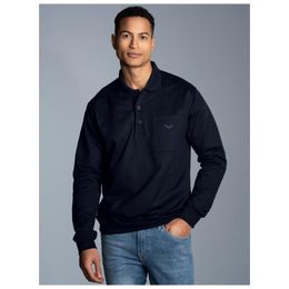 TRIGEMA Sweatshirt »Langarm Polo aus Sweat-Qualität« navy S S Gestickte TRIGEMA-Schwinge auf Brusttasche