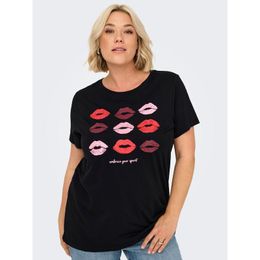 Only CARMAKOMA Kurzarmshirt &raquo;CARSIMONE LIFE SS O-NECK JRS&laquo; Black Print:LIPS L L Shirt von Only CARMAKOMA