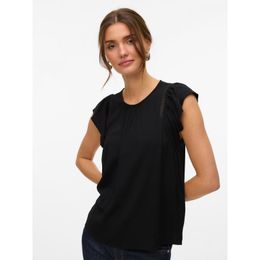 V&eacute;ro Moda Vero Moda Damen Kurzarmbluse &raquo;VMBELLA SS LACE TOP WVN GA NOOS&laquo; schwarz L