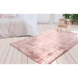 Calo-deluxe Hochflor-Teppich &raquo;Emica-1000&laquo; rechteckig 52 mm H&ouml;he Kunstfell, Wohnzimmer rosa Kunstfaser