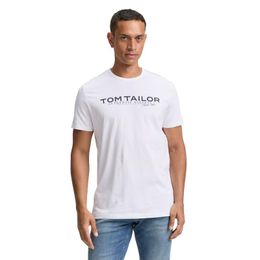 Tom Tailor Rundhalsshirt mit Logoprint white L L Rundhalsshirt von Tom Tailor DENIM