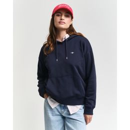 Gant Hoodie »SHIELD HOODIE« Grafische -Stickerei auf der Brust EVENING BLUE L L Kapuzensweatshirt von Gant