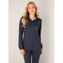 Base Level Langarmbluse »Tamara« mit Stretch und Knopfleiste Dark Blue 44 44 Langarmbluse für Damen von Base Level