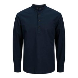 Jack & Jones JACK & JONES Langarmhemd »JJESUMMER HALF PLACKET SHIRT LS SN« mit Bandkragen Navy Blazer L - N-Gr N-Gr L Cooles Hemd von Jack & Jones