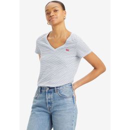 Levi's Levi's Damen V-Shirt &raquo;PERFECT VNECK&laquo; mit Mini-Batwing-Logostickerei blau XS (34)