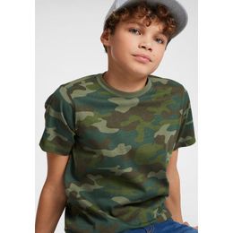 Kidsworld Jungen Kidsworld T-Shirt &raquo;in cooler Tarnoptik&laquo; Kurzarm, stylischer Allover-Druck gr&uuml;n 140/146
