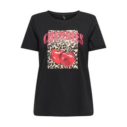Only Kurzarmshirt »ONLANE LIFE S/S BERRY PRINT TOP CS JRS« Black Print:Cherries + leo aop L L T-Shirt von Only